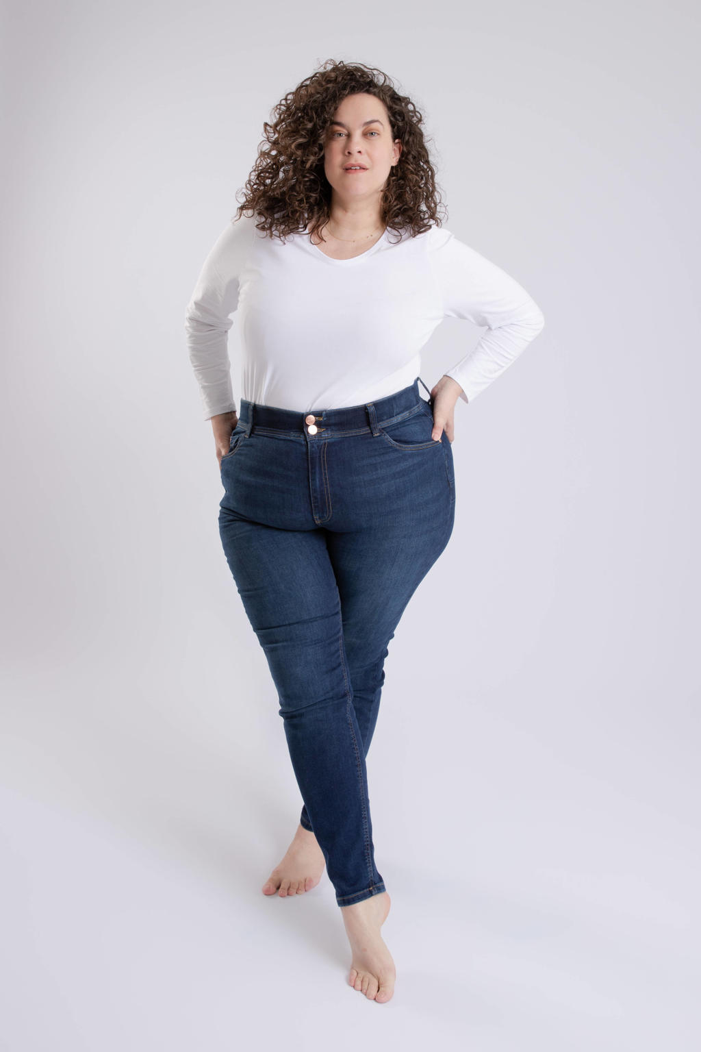 Ms Mode High Waist Skinny Jeans Sculpts Dark Denim Wehkamp