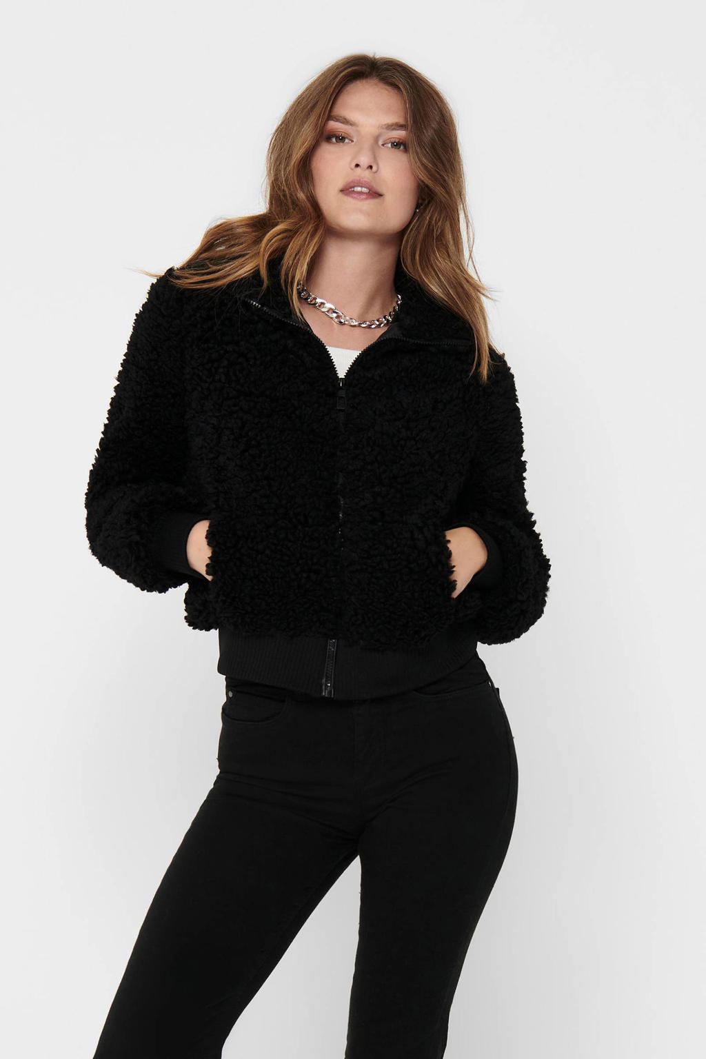 ONLY teddy jas ONLELLIE zwart | wehkamp