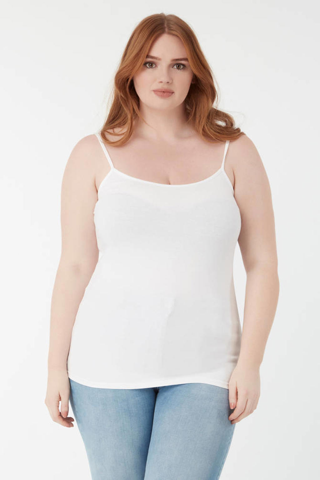 MS Mode basic singlet met spaghettibandjes wit | wehkamp