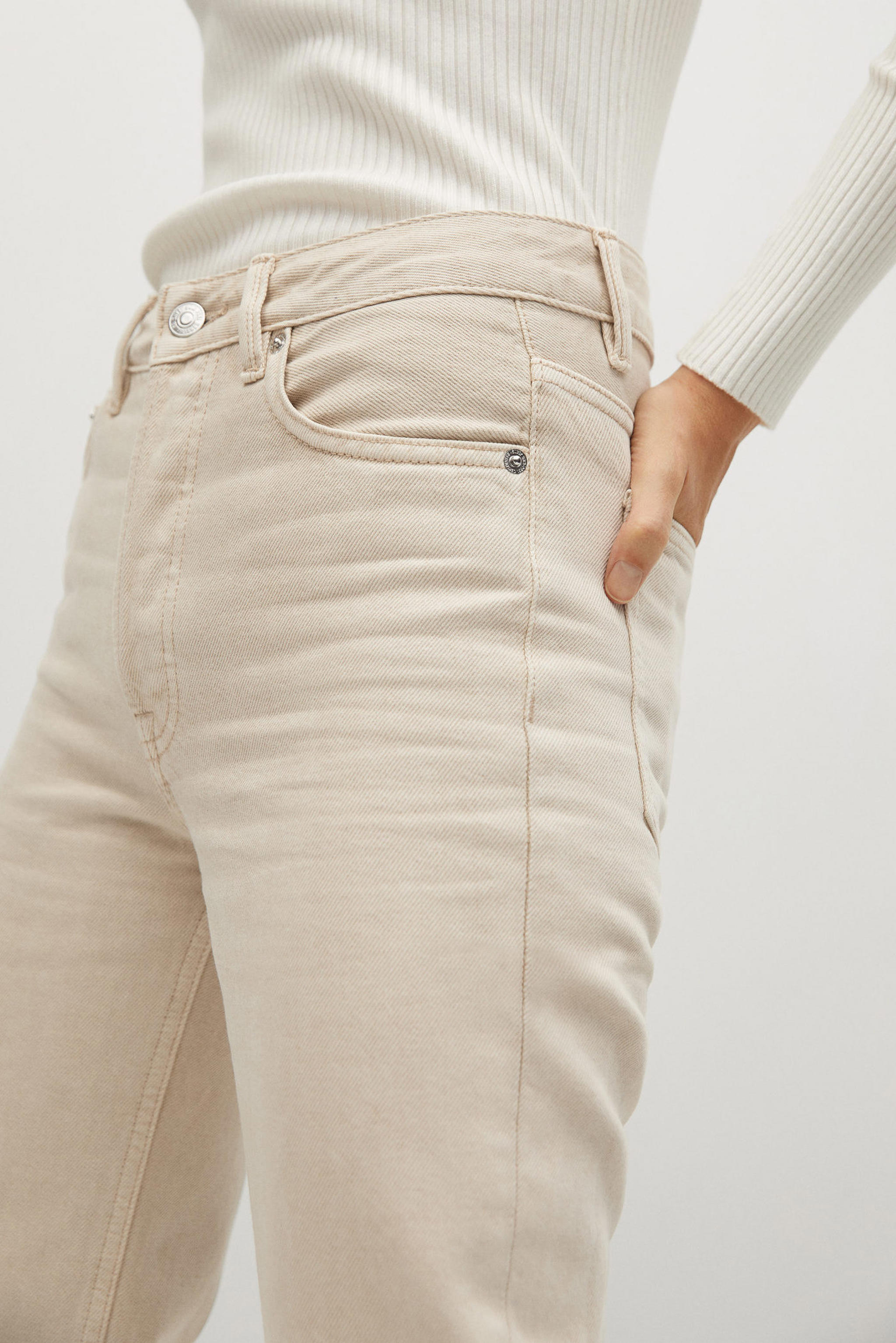 Mango high waist straight fit jeans beige | wehkamp