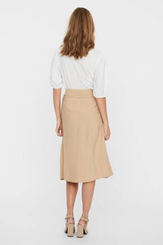 VERO MODA midi rok VMMEGNA beige | wehkamp