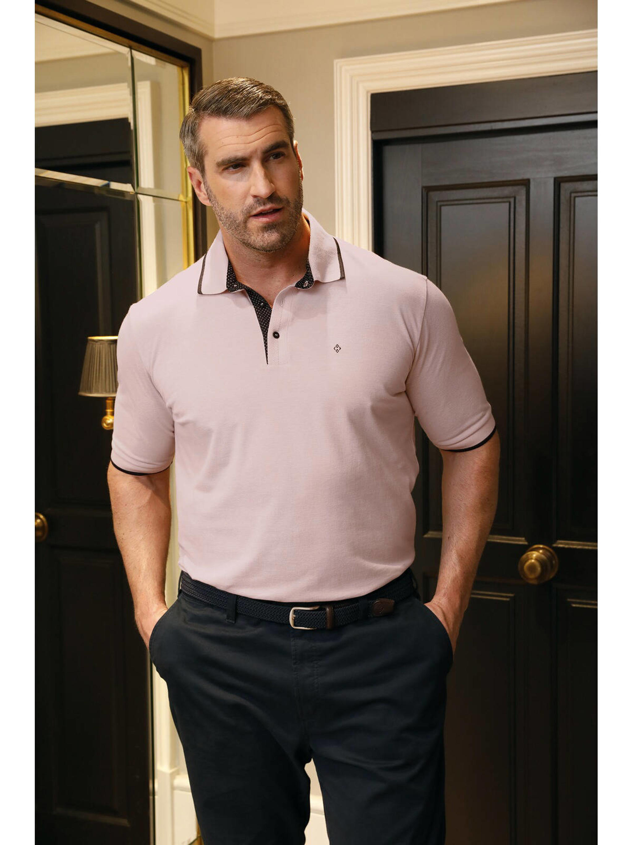 Charles Colby regular fit polo EARL JACKSON Plus Size lichtrood | wehkamp