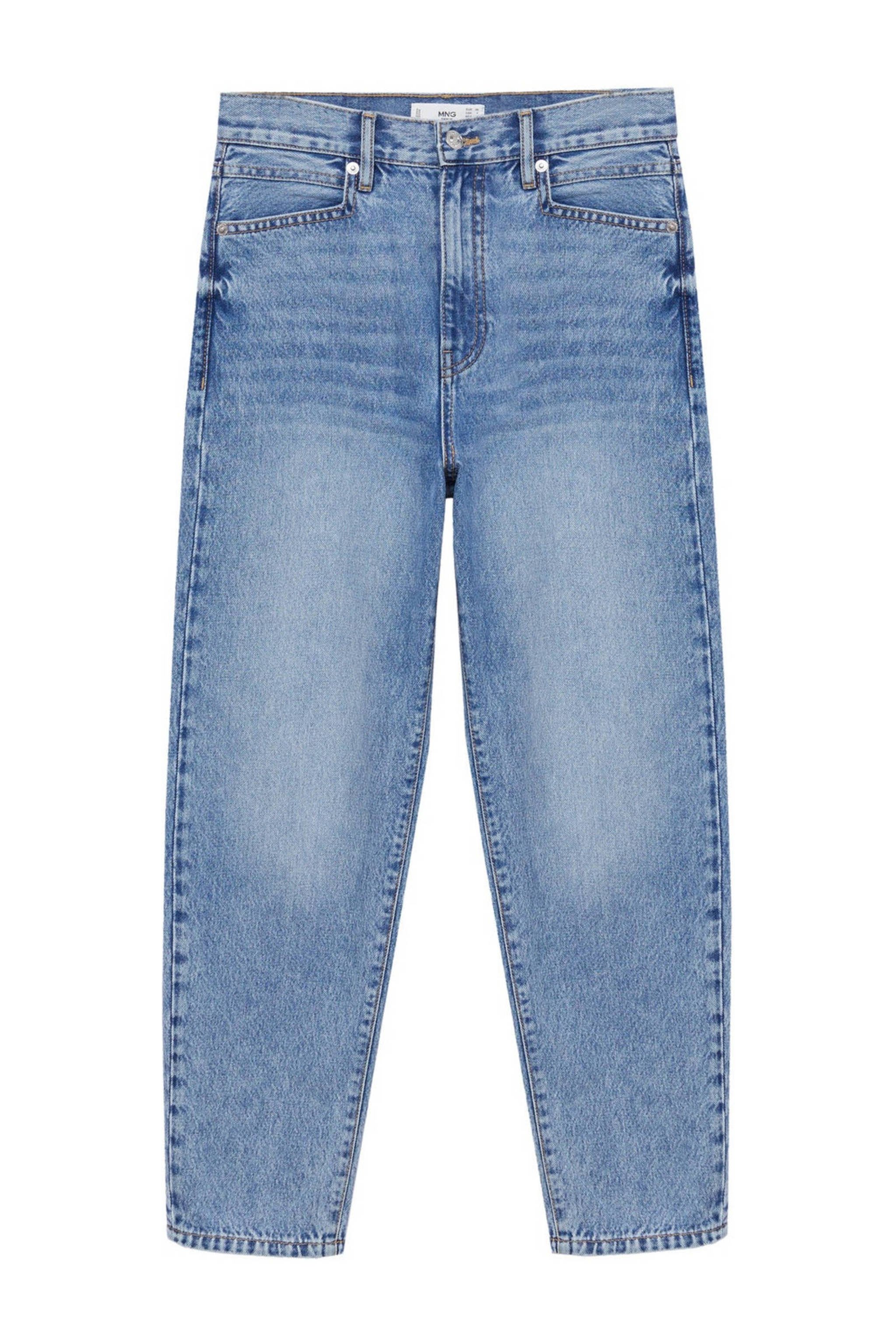 Mango cropped high waist mom jeans light blue | wehkamp