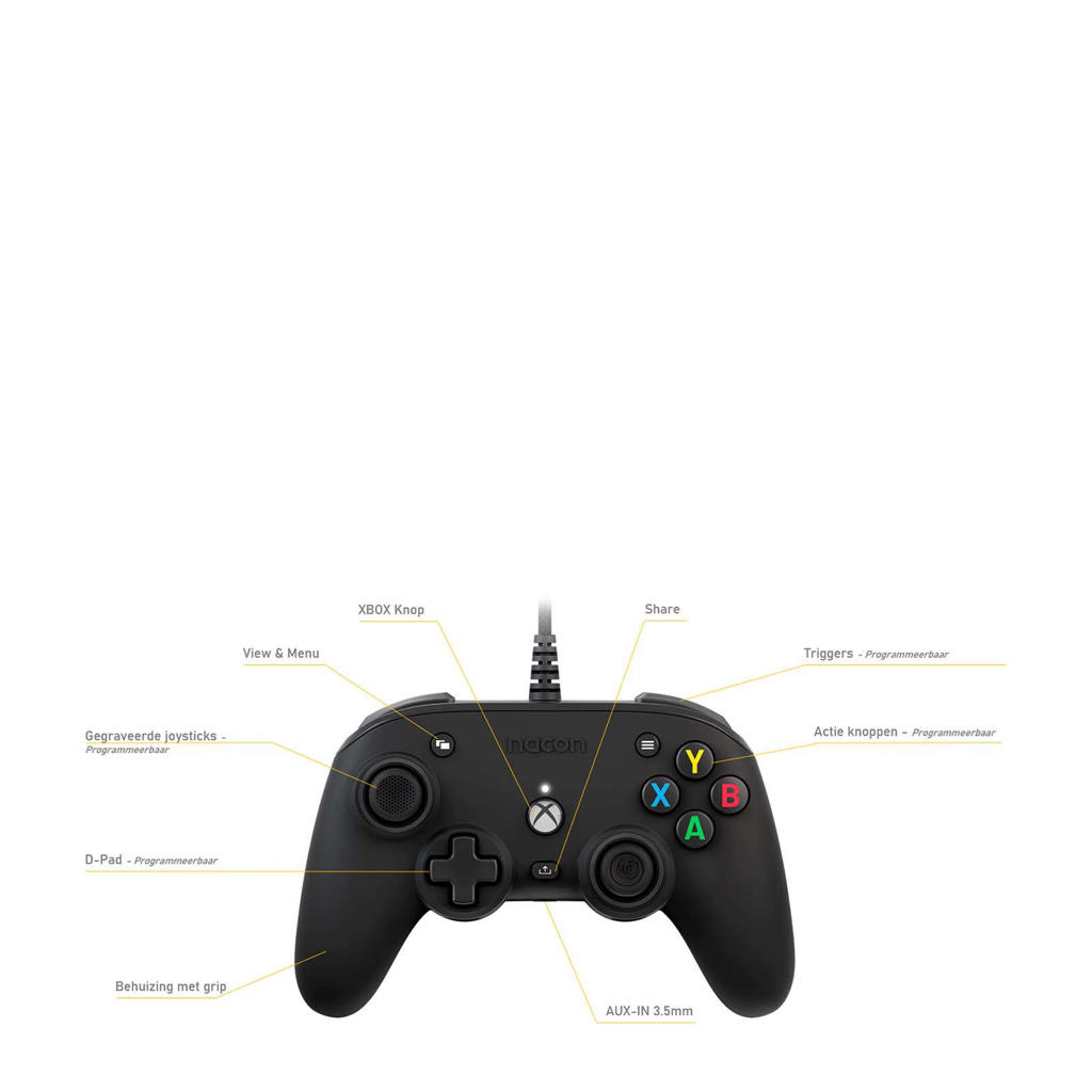 Nacon Pro Compact Controller Xbox One/Series X|S/PC (Zwart) | wehkamp
