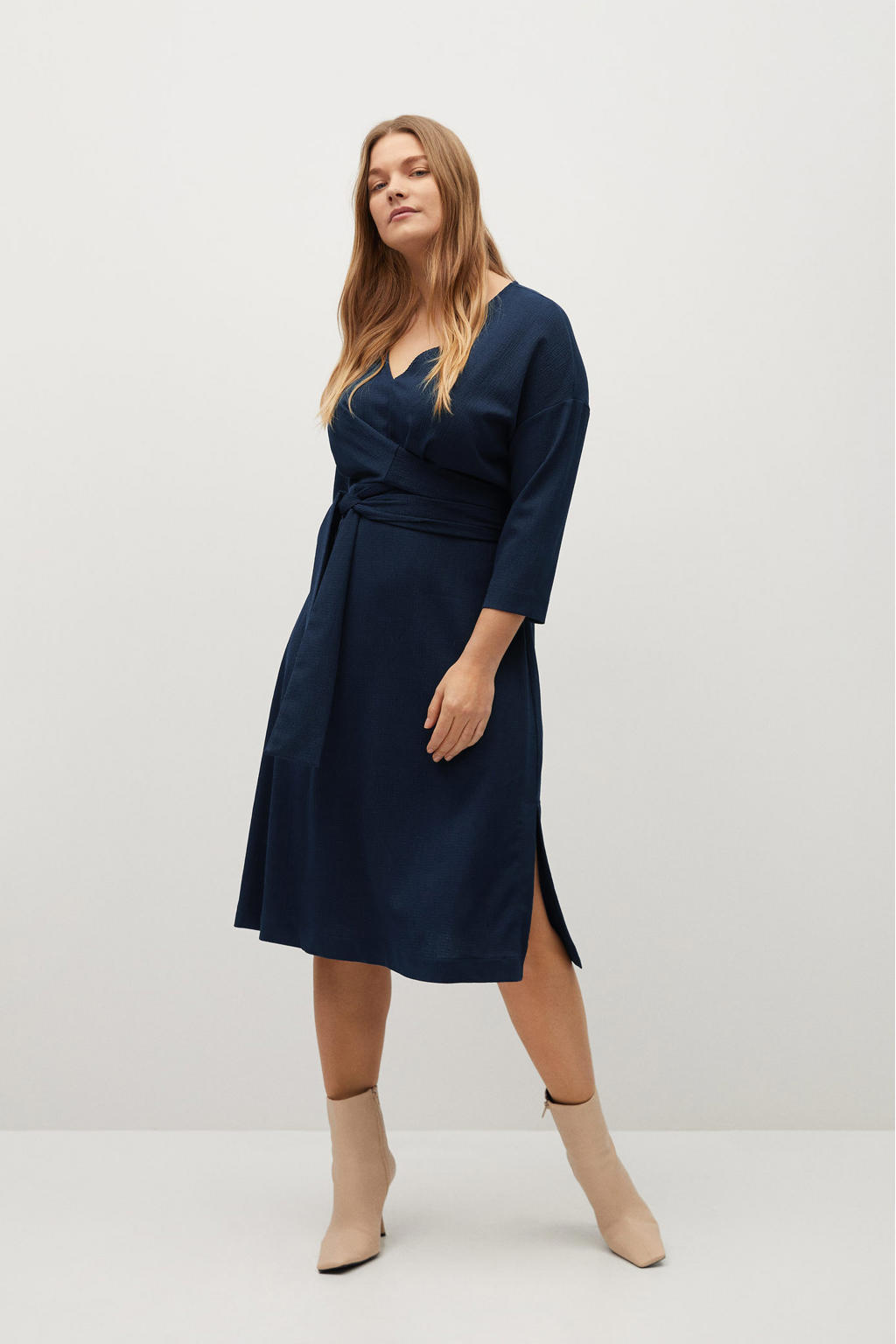 Mango Plus Size jurk marine | wehkamp