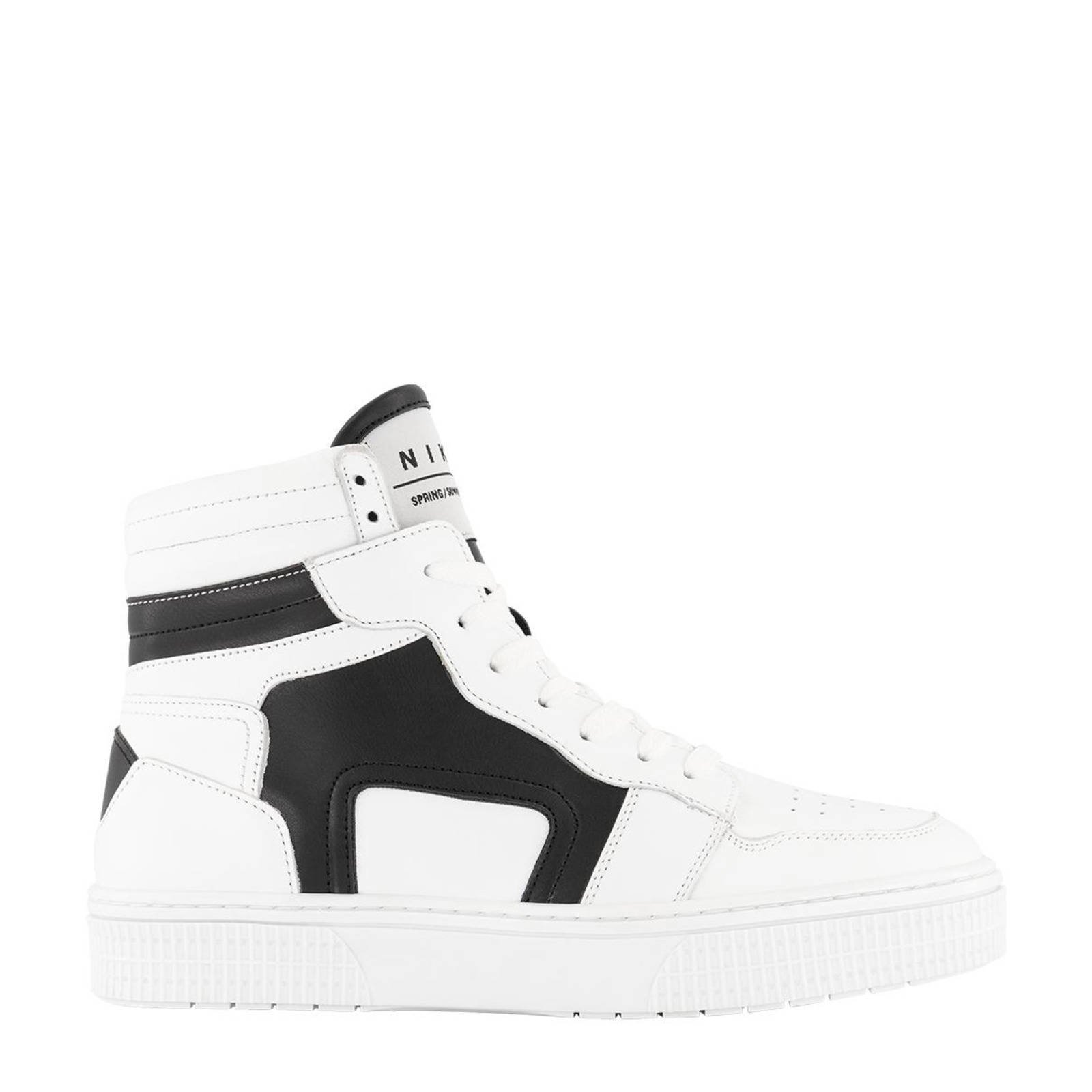 NIKKIE Livia hoge leren sneakers wit/zwart | wehkamp