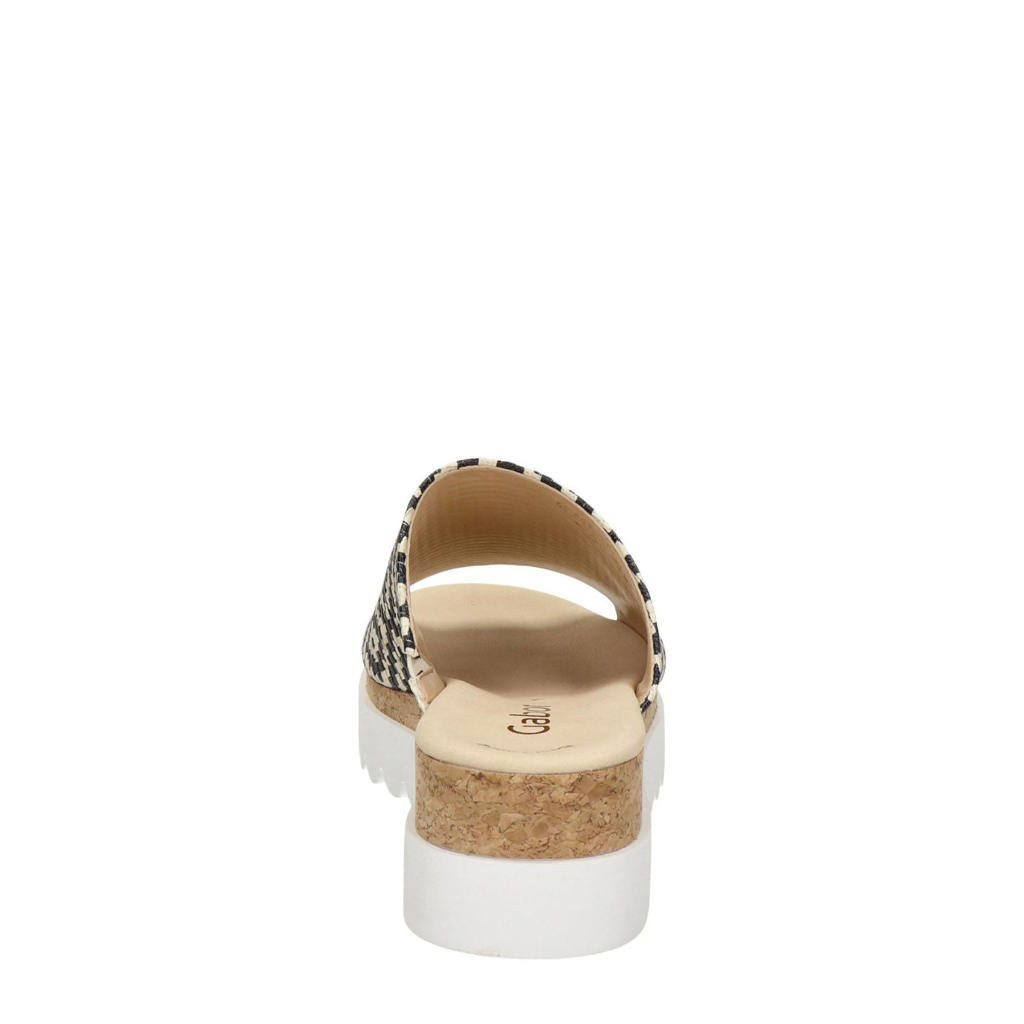 Gabor plateau slippers zwart/wit | wehkamp