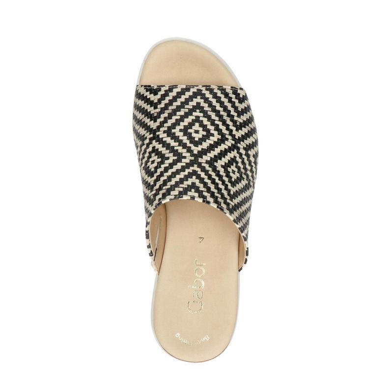 Gabor plateau slippers zwart/wit | wehkamp