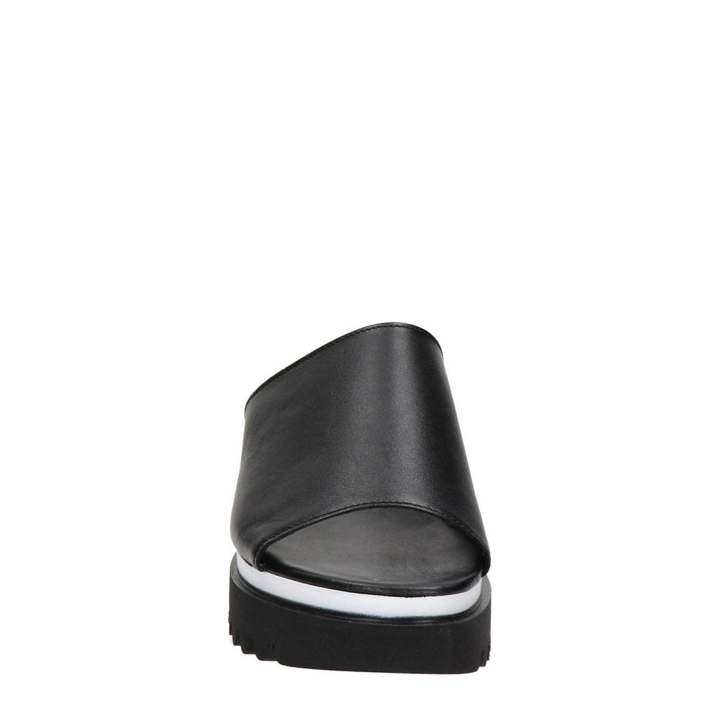 Gabor leren plateau slippers zwart | wehkamp