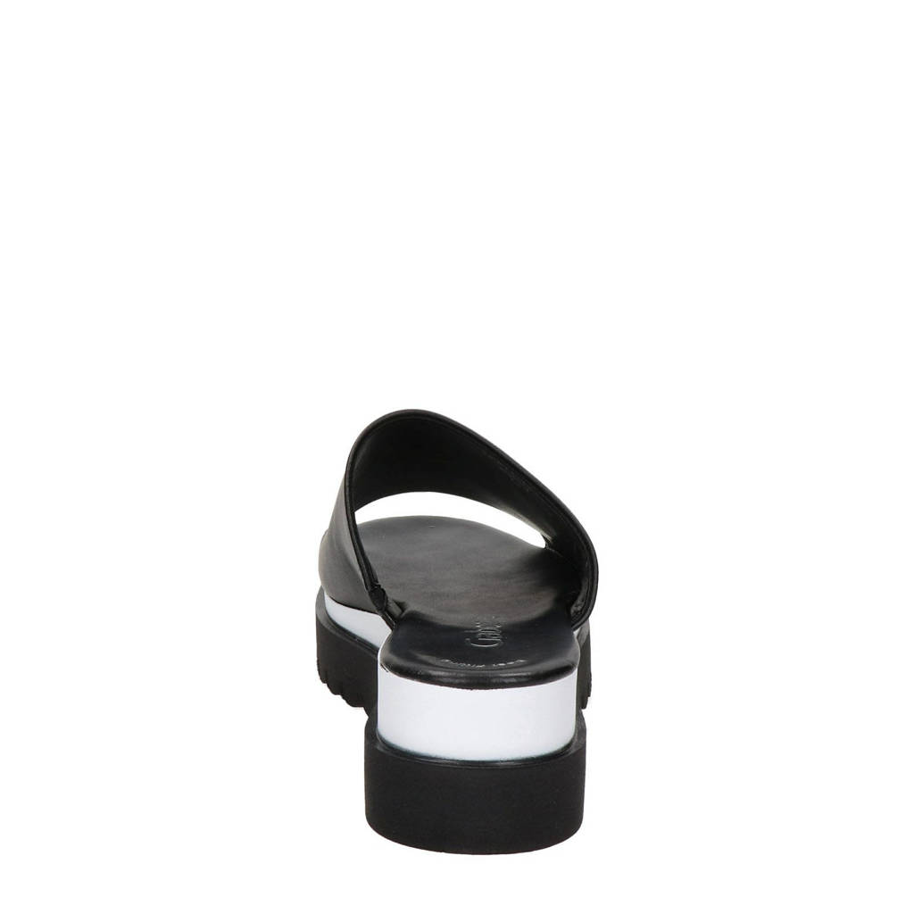 Gabor leren plateau slippers zwart | wehkamp