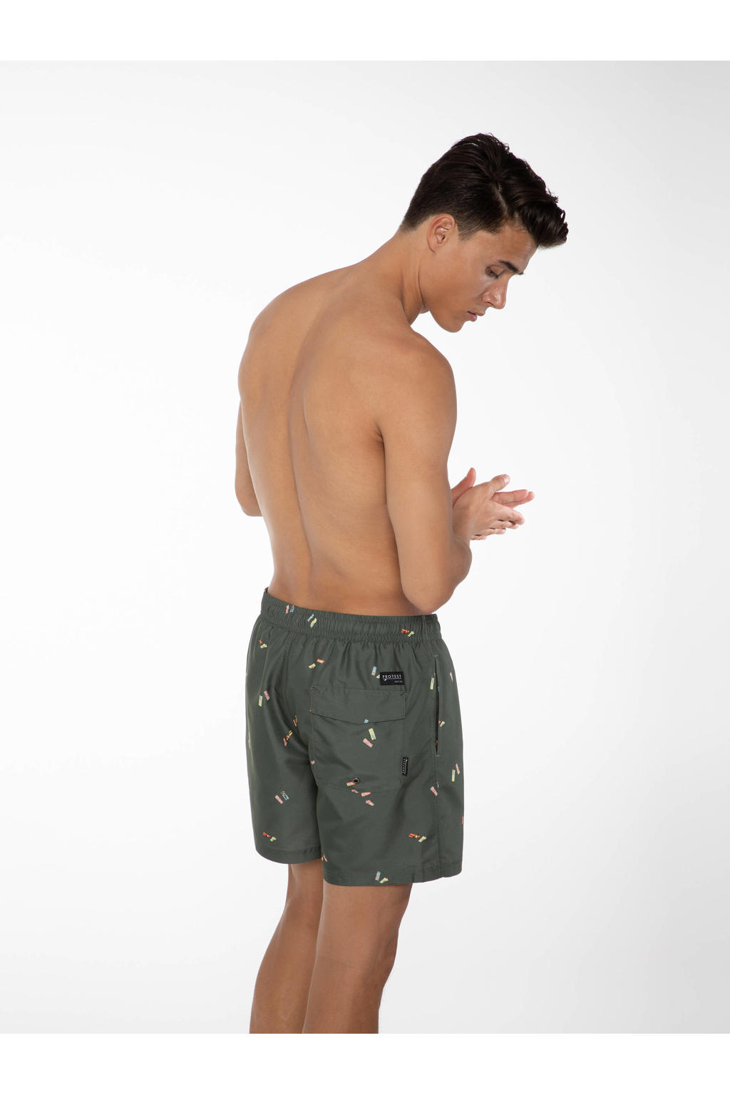 Protest zwemshort Sonic met all over print donkergroen | wehkamp