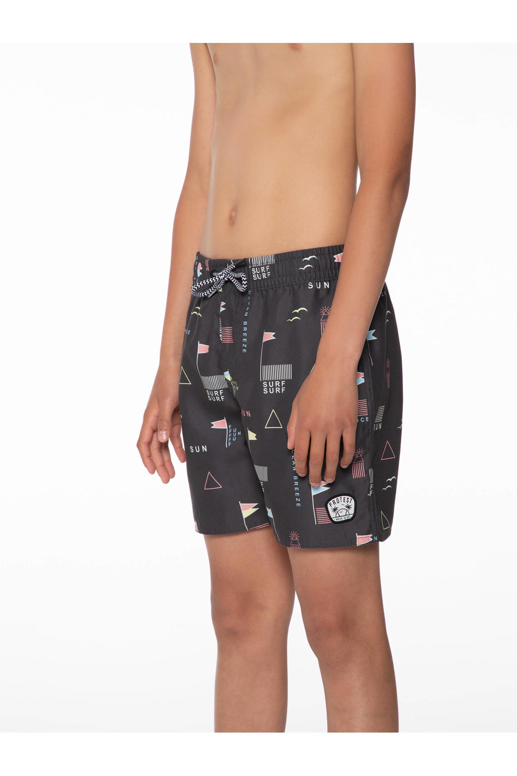 Protest zwemshort Igor met vlaggen print donkergrijs | wehkamp