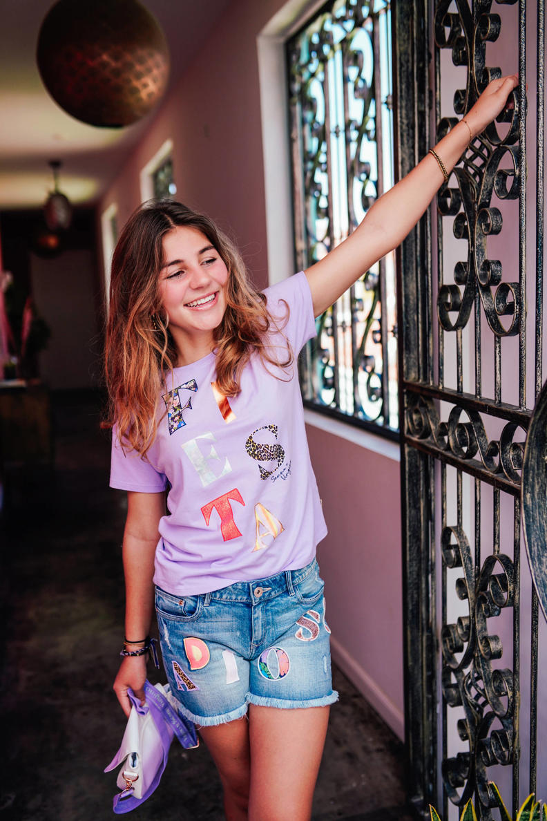 Vingino x Senna Bellod T-shirt Harianne met printopdruk lila | wehkamp