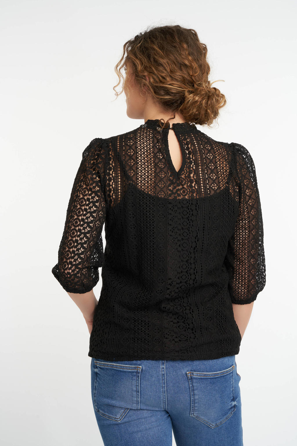 MS Mode top met kant zwart | wehkamp