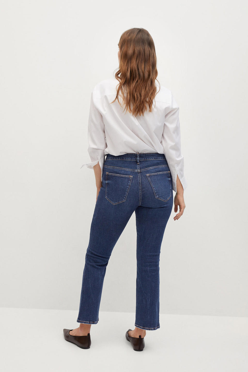 Mango Plus Size cropped bootcut jeans blue | wehkamp
