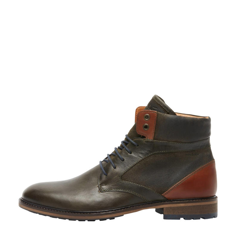 Van Lier Henry leren veterboots groen | wehkamp