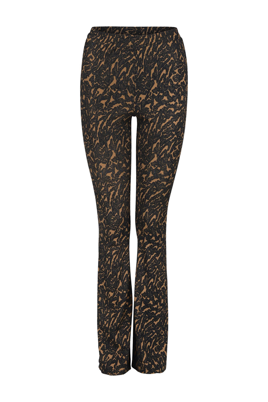 Shoeby flared broek Rib bruin/zwart | wehkamp