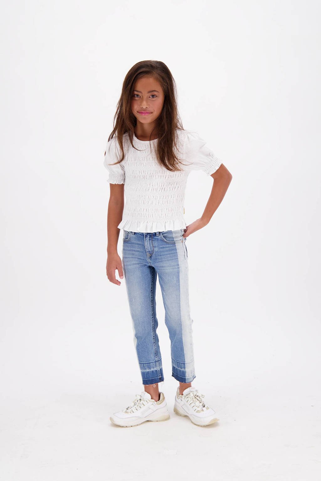 Vingino x Senna Bellod top Hayley met ruches 001 real white | wehkamp