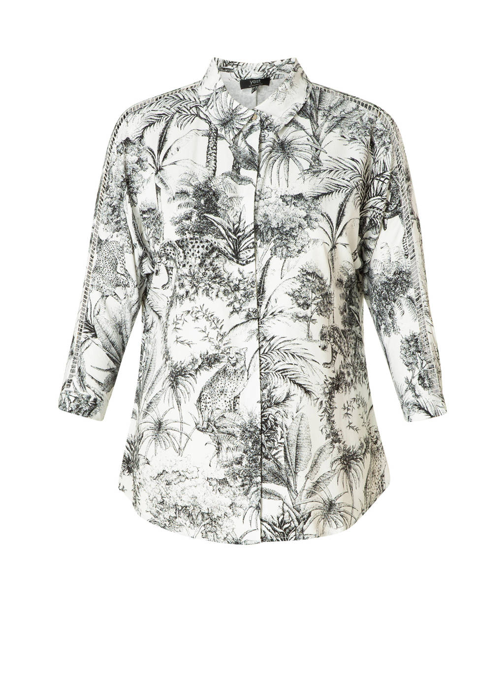 Yest blouse Ilya met all over print en open detail wit/zwart | wehkamp