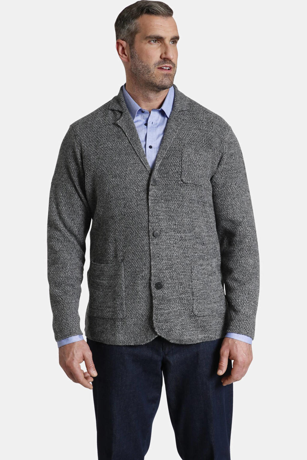 Charles Colby colbert Plus Size Earl James met wol donkergrijs melange | wehkamp