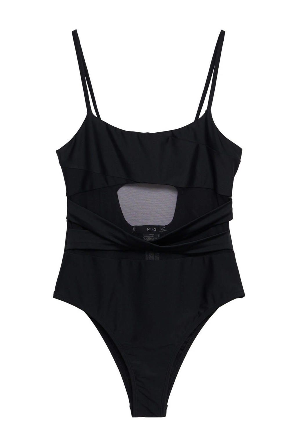 Mango badpak met mesh details zwart | wehkamp