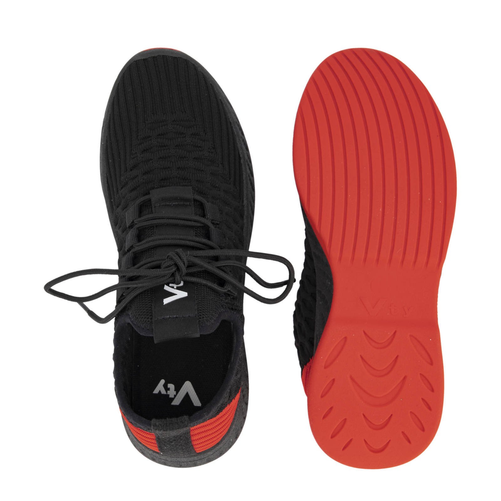 Vty sneakers zwart/rood | wehkamp