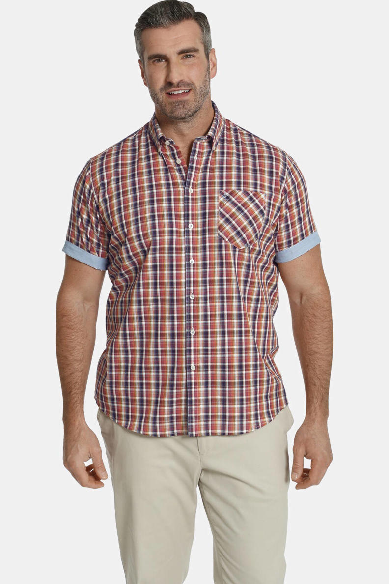 Charles Colby geruit loose fit overhemd DUKE VILLOD Plus Size ...