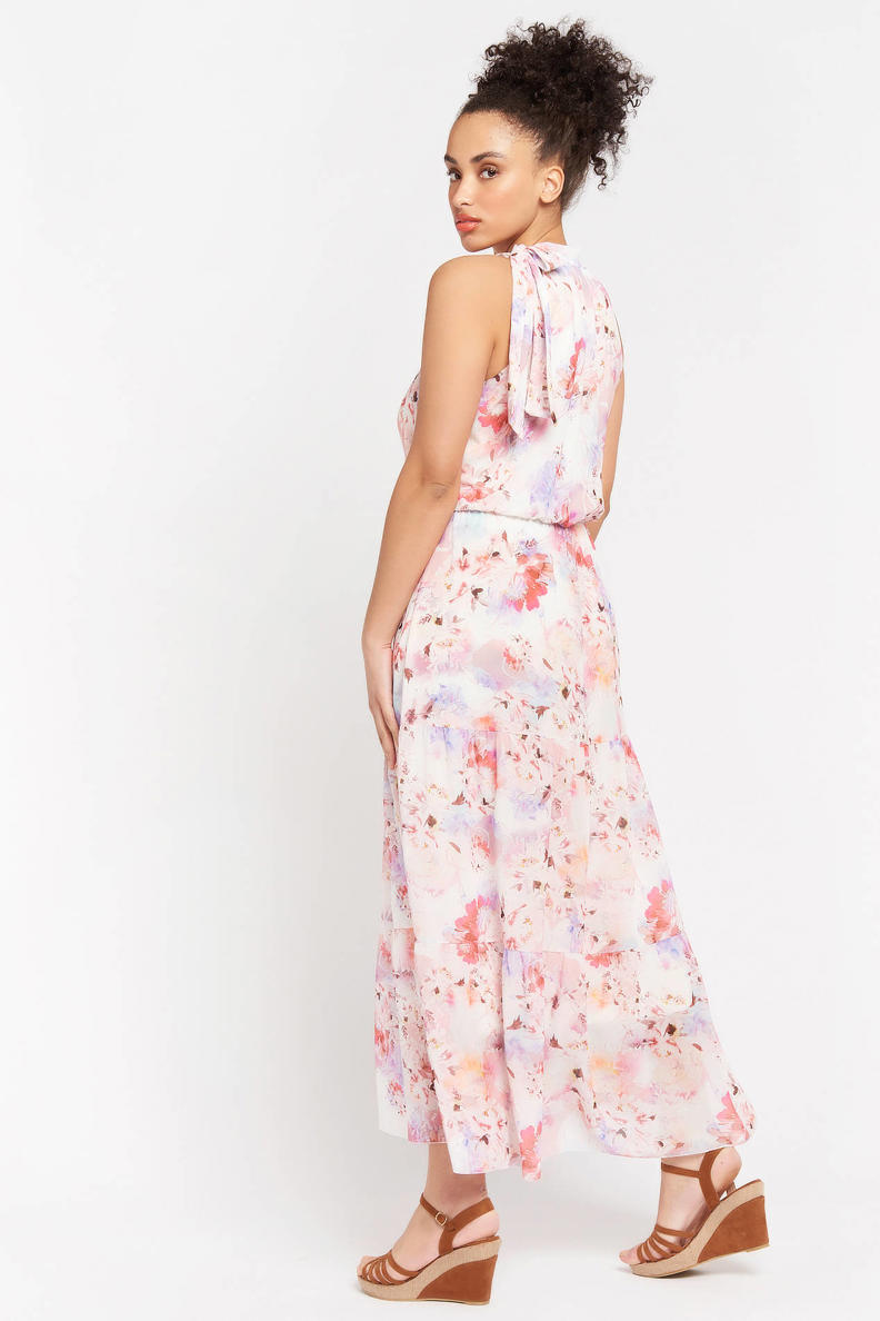 LOLALIZA halter maxi jurk met all over print roze | wehkamp