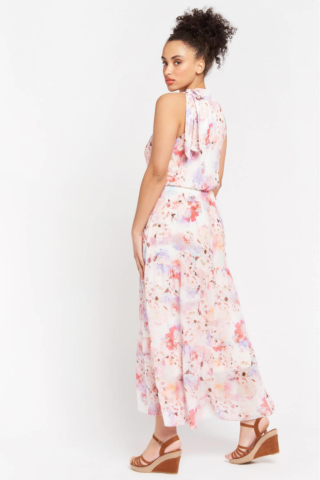 LOLALIZA halter maxi jurk met all over print roze | wehkamp