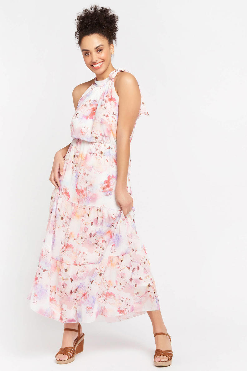 LOLALIZA halter maxi jurk met all over print roze | wehkamp
