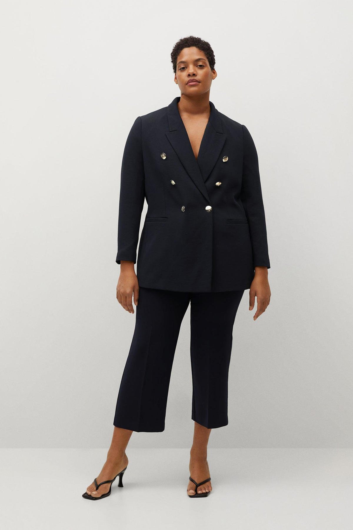 Mango Plus Size blazer donkerblauw | wehkamp