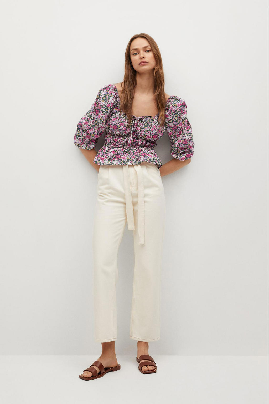 Mango gebloemde top roze | wehkamp