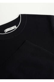 Mango Man fijngebreid T-shirt met contrastbies zwart | wehkamp