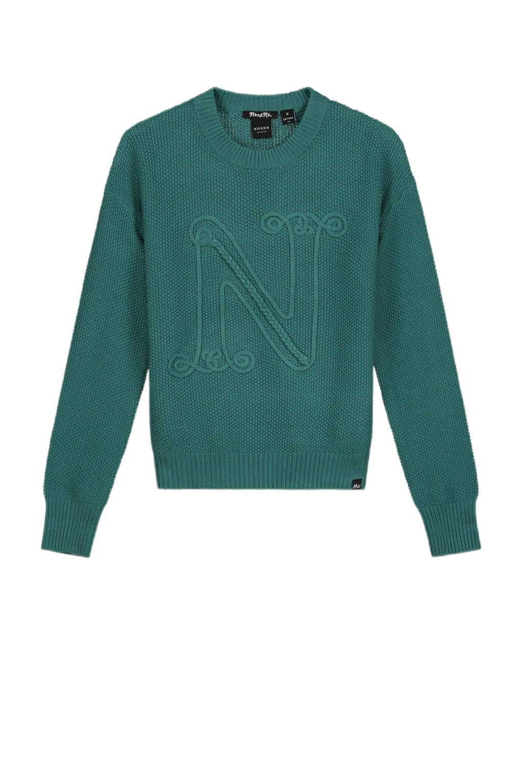NIK&NIK trui Neomara met 3D applicatie groen | wehkamp