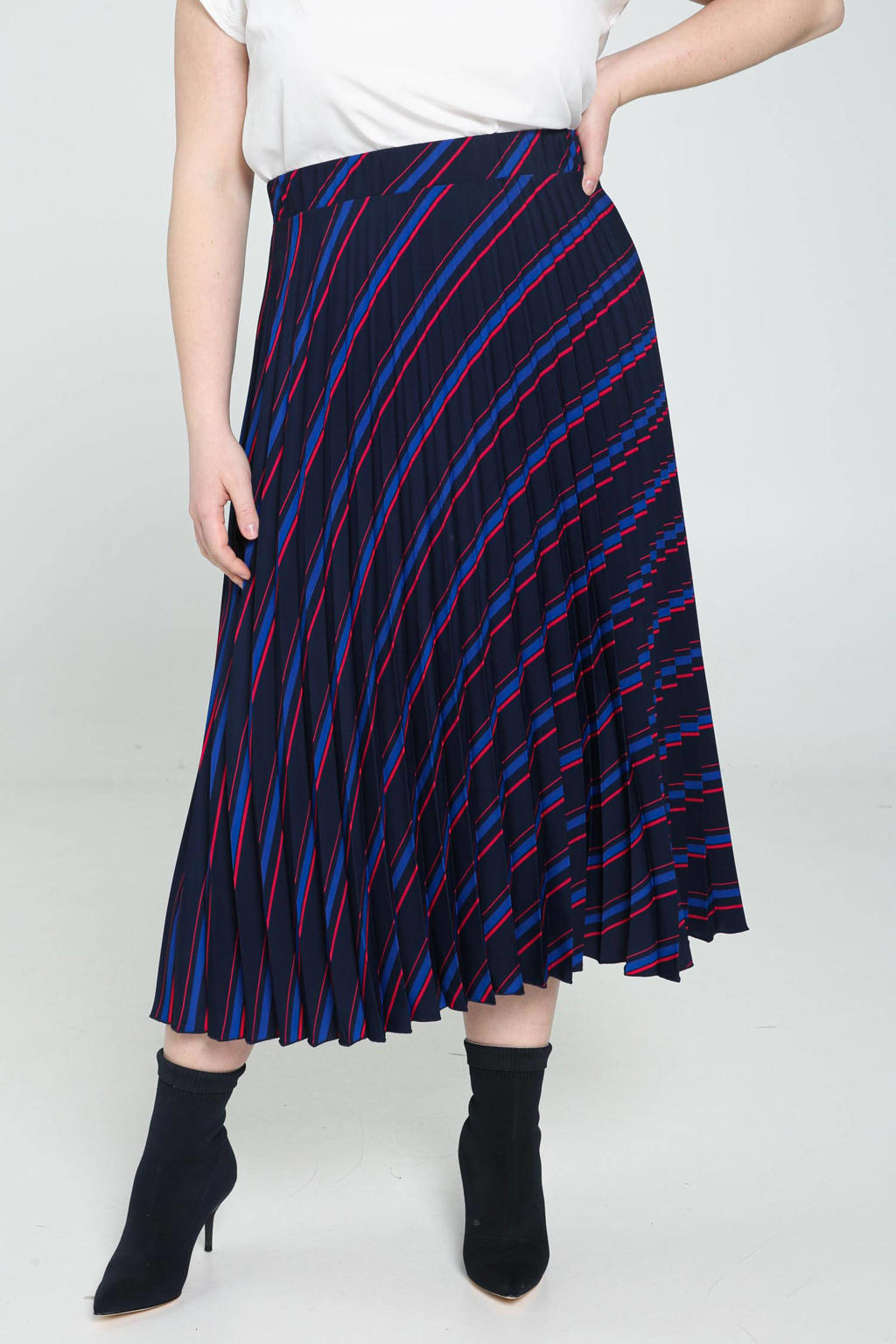 PROMISS gestreepte rok donkerblauw/blauw/rood | wehkamp