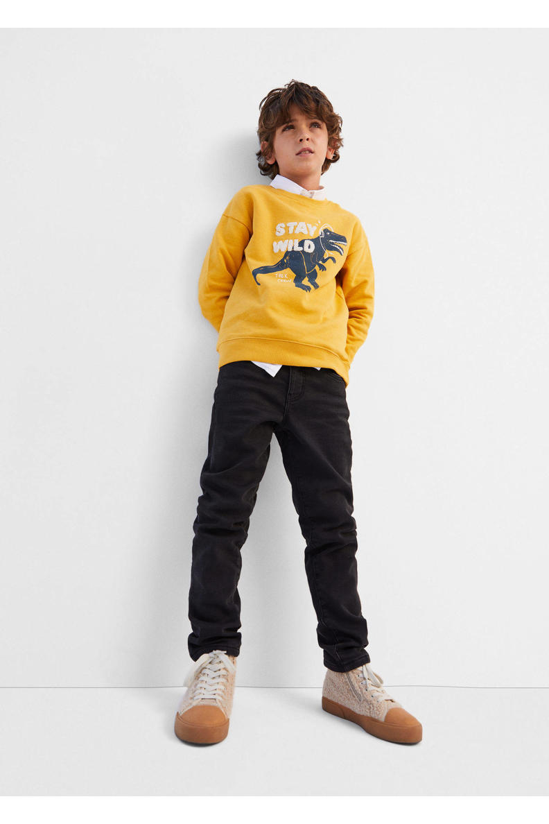 Mango Kids slim fit jeans antraciet | wehkamp