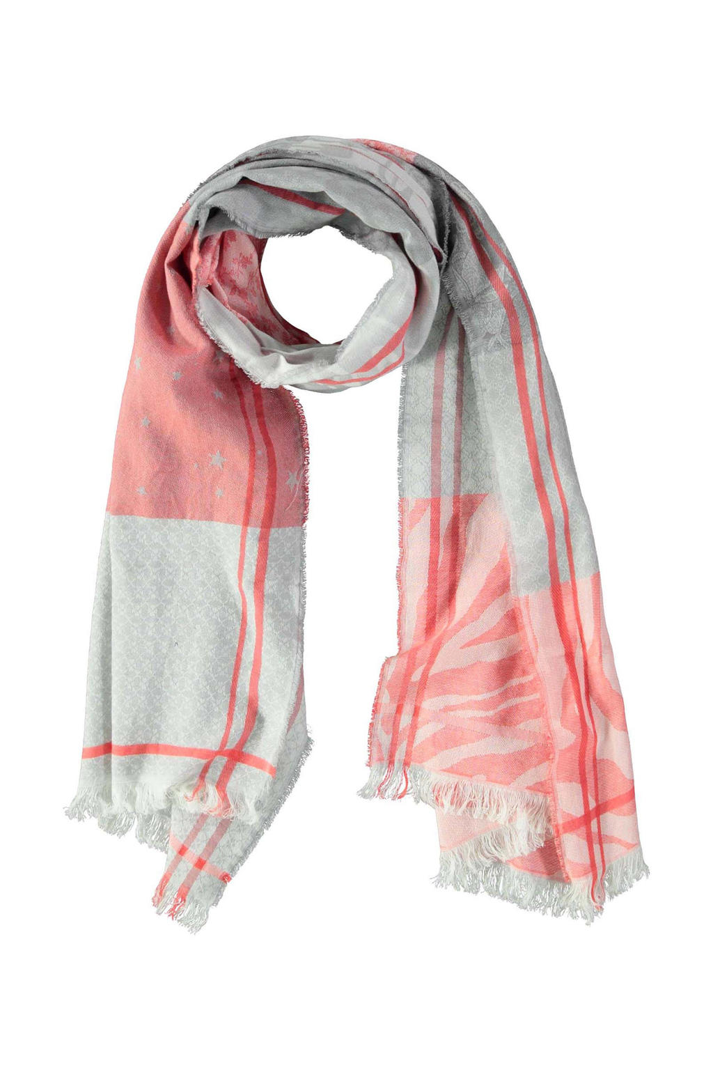 Expresso sjaal Dille grijs/koraalrood | wehkamp