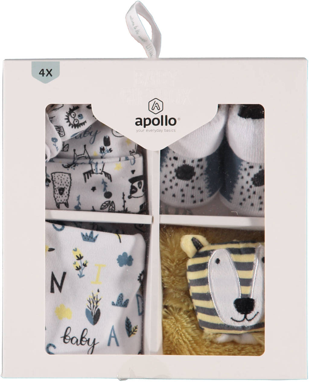Apollo baby geschenkset Animals blauw/wit/geel | wehkamp