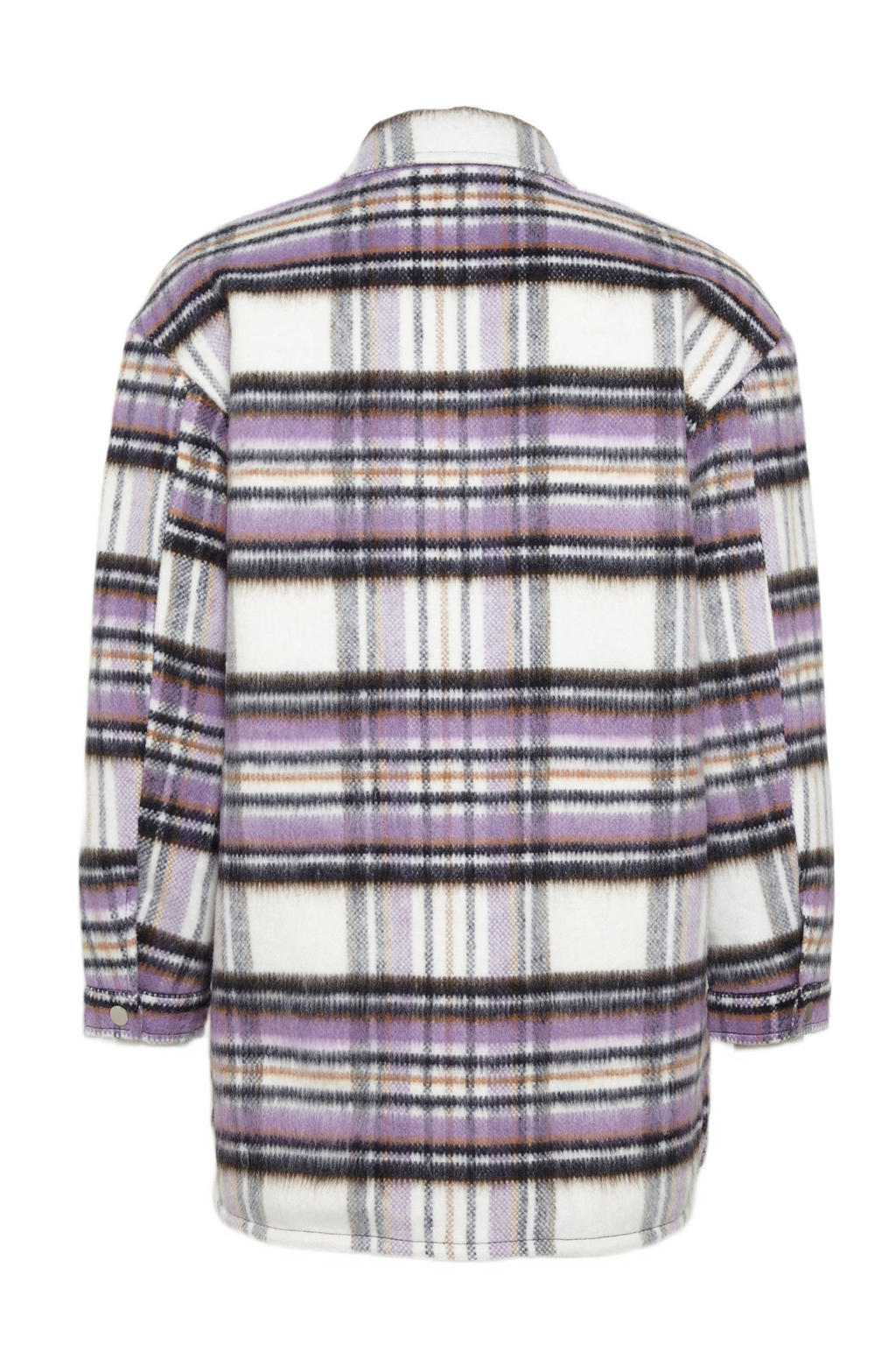 KIDS ONLY geruit shacket KONANDREA-STORMY wit/paars/bruin | wehkamp