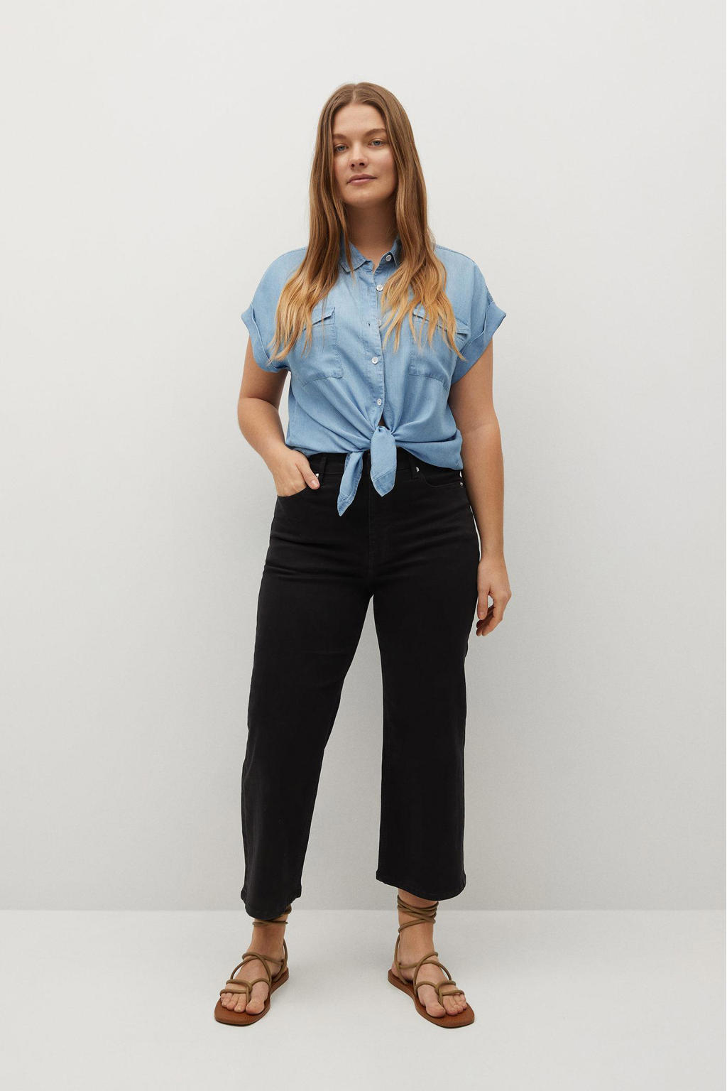 Mango Plus Size blouse blauw | wehkamp