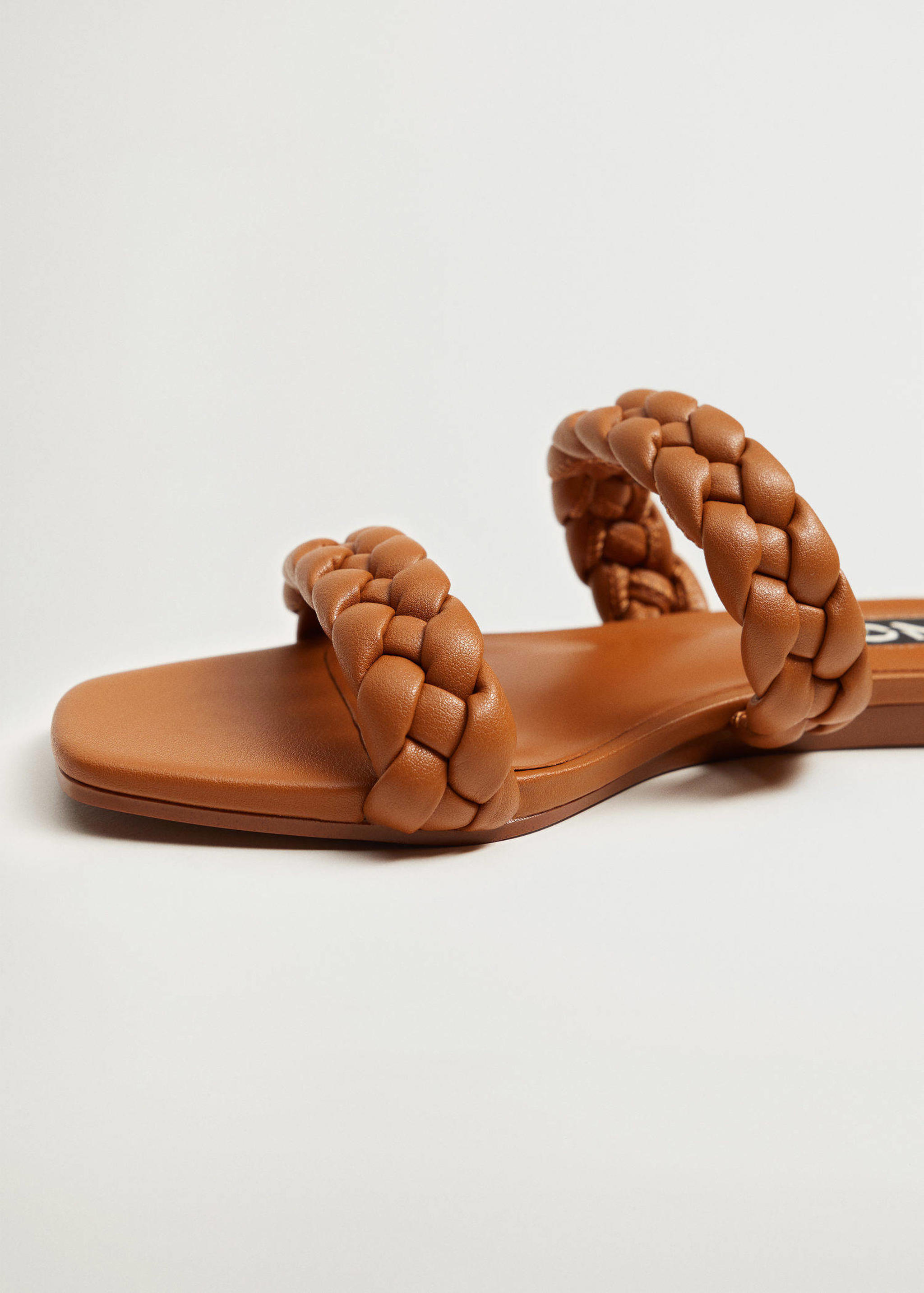 Mango gevlochten slippers bruin | wehkamp