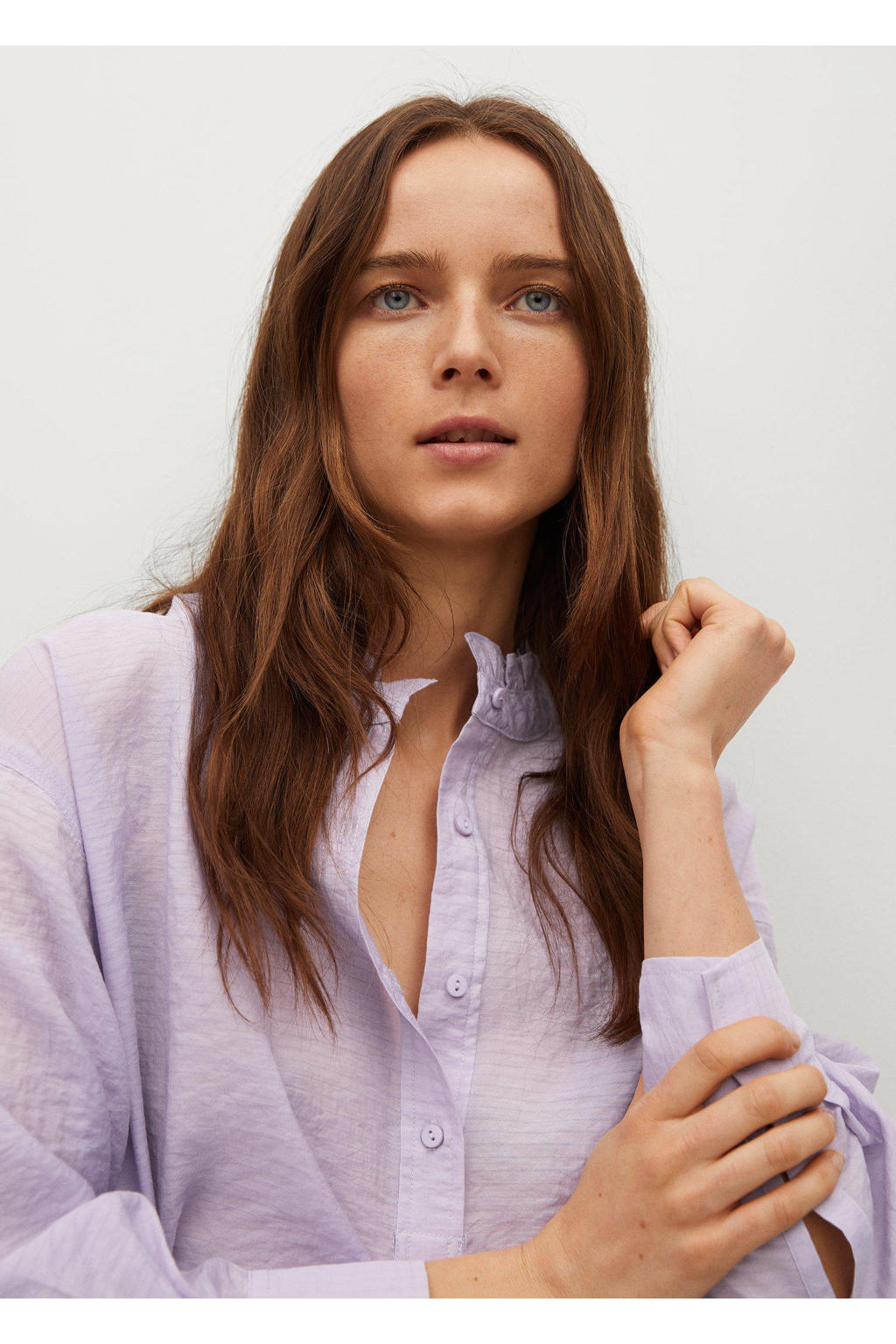 Mango semi-transparante geweven top met textuur pastelpaars | wehkamp