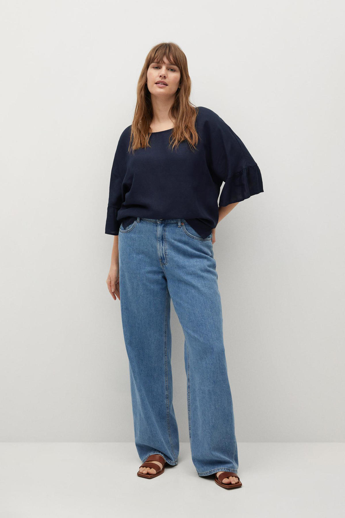 Mango Plus Size top marineblauw | wehkamp