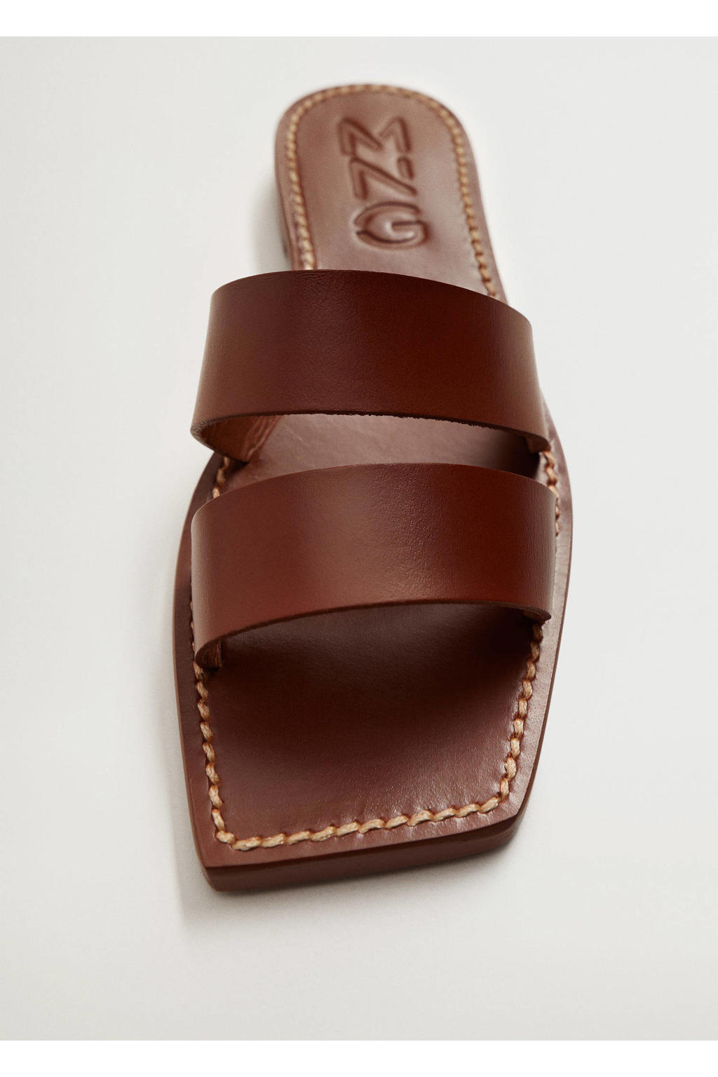 Mango leren slippers bruin kopen? | Morgen in huis | wehkamp