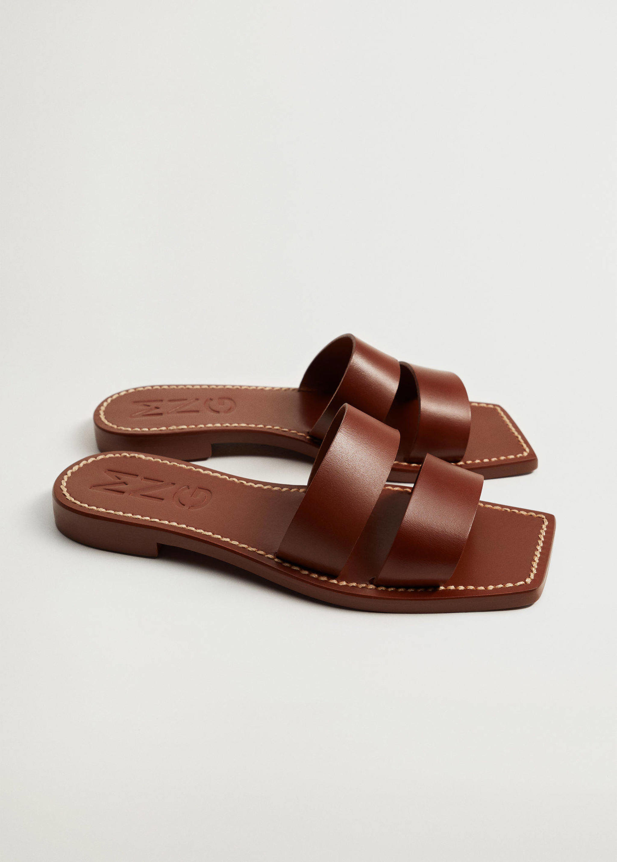 Mango leren slippers bruin kopen? | Morgen in huis | wehkamp