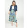 Paprika rok met bladprint en volant wit/groen/blauw | wehkamp