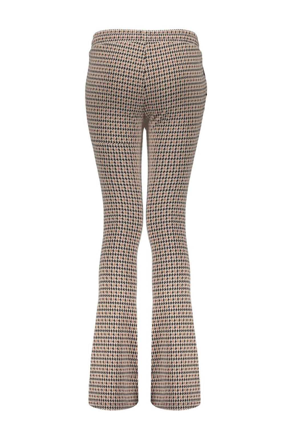 Geisha flared broek met pied-de-poule zand/zwart | wehkamp