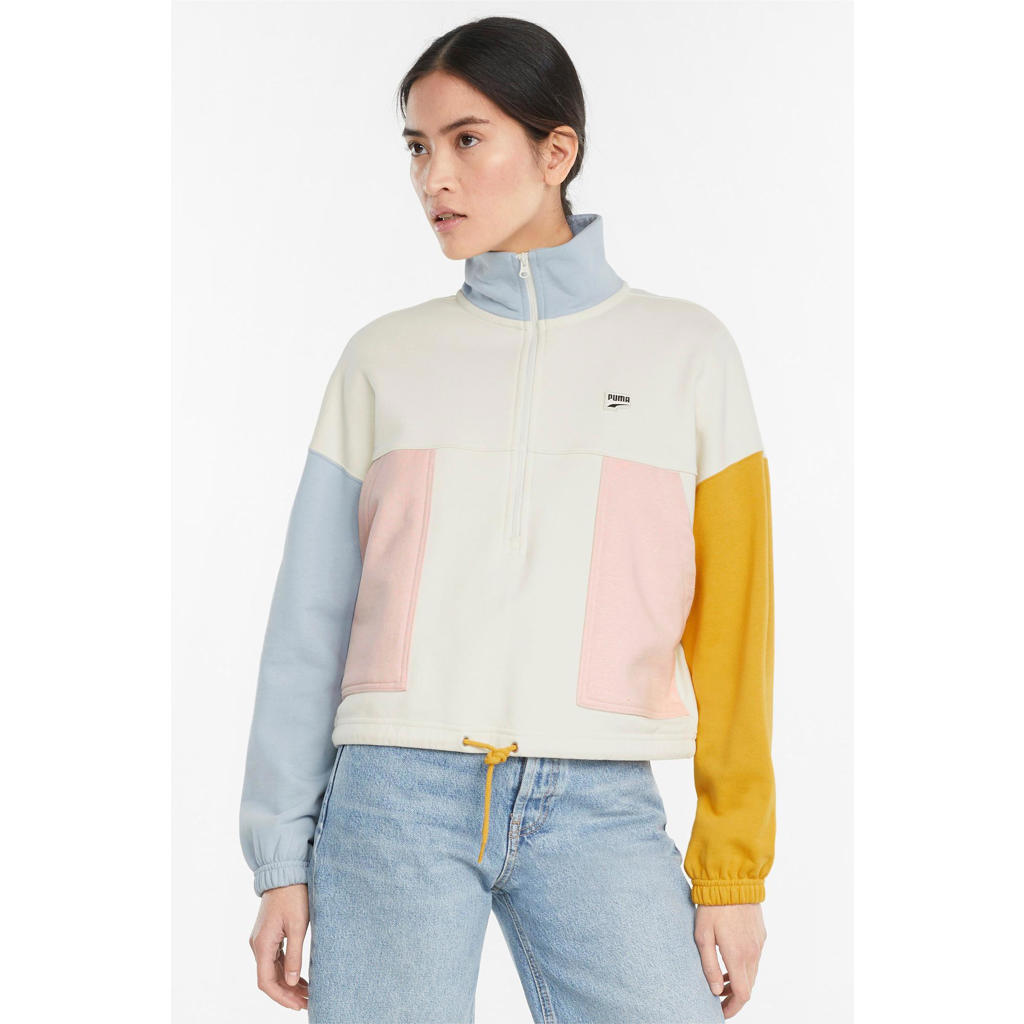 Puma sweater Downtown ecru/lichtblauw/geel | wehkamp