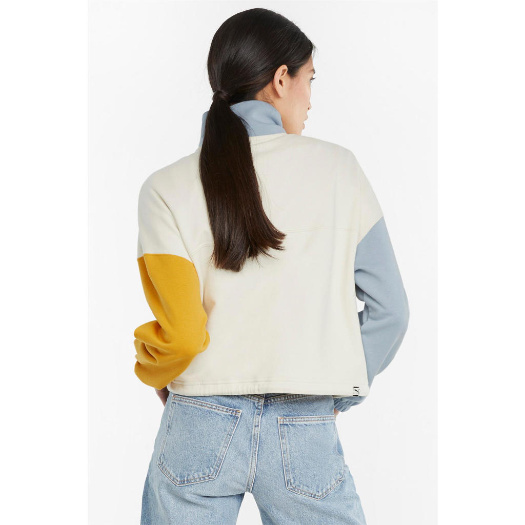 Puma sweater Downtown ecru/lichtblauw/geel | wehkamp