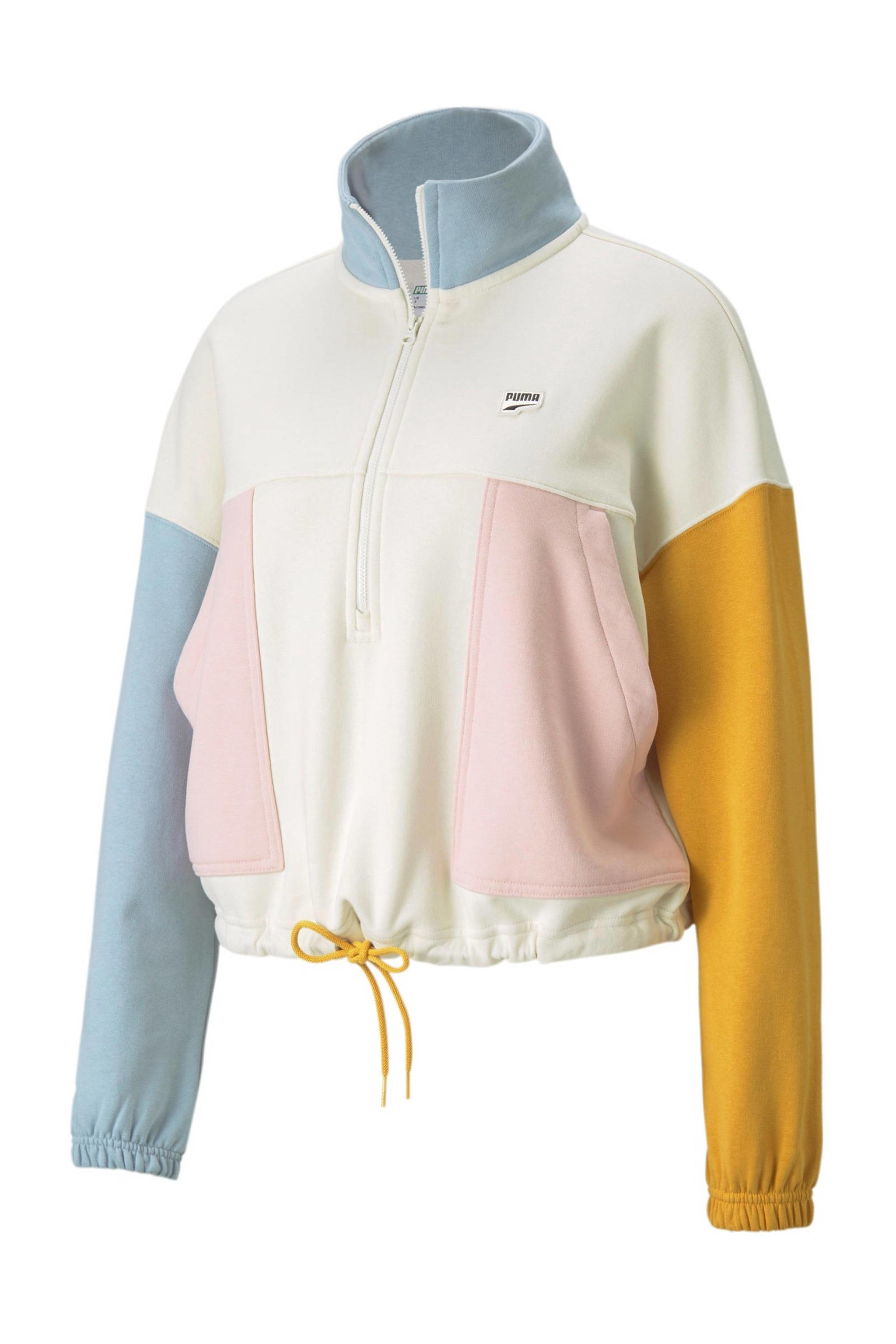 Puma sweater Downtown ecru/lichtblauw/geel | wehkamp
